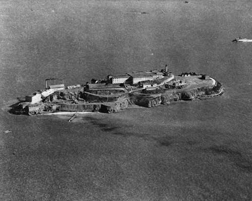 1928 view of Alcatraz Island and the U.S. Army Prison Barracks ...