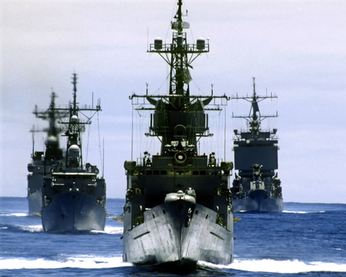 Warships USS COOK, USS MCCLUSKY, USS JOHN YOUNG & USS LONG BEACH ...