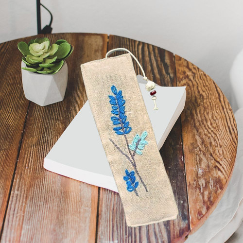 Blue Leaf Jute Bookmarks| Handmade Bookmarks 2x8 inches | Rudha