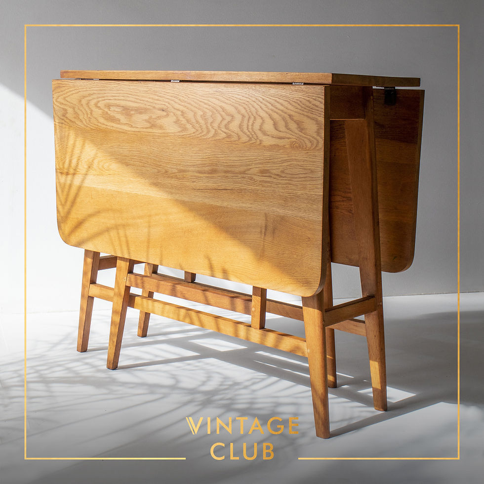 Mid-Century Modern Solid Oak Gate Leg Drop Leaf Folding Table | vintageclub