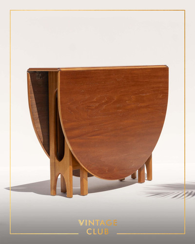 Mid-Century teak oval drop leaf gate leg table attributed to Jentique ...