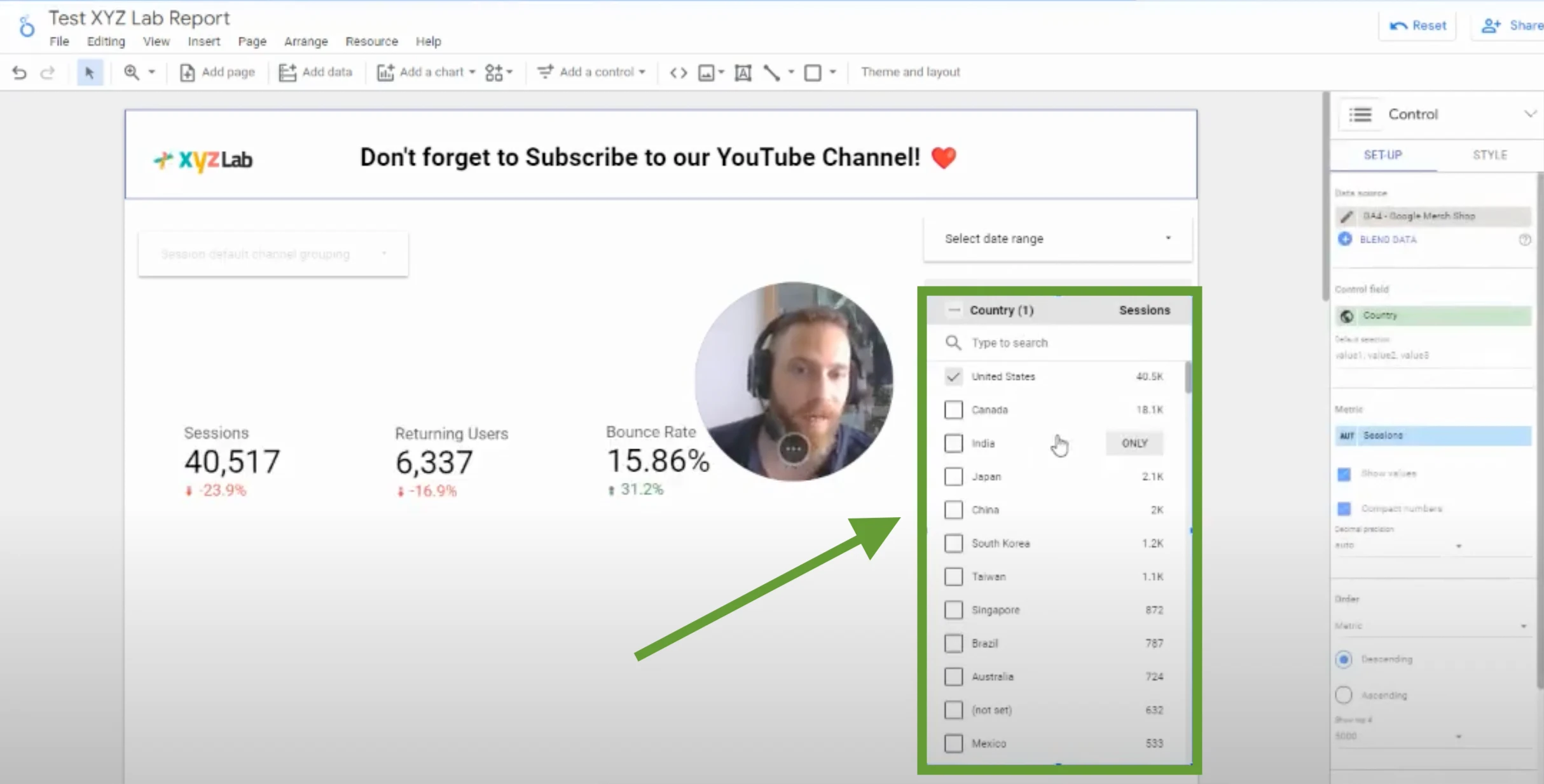 How to Use Control Fields (Filters) in Looker Studio Reports - XYZ Lab