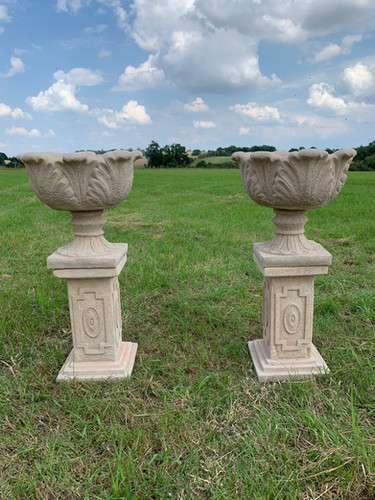 Pair of Cast Stone Plinths and Tulip Planters | Mysite 5