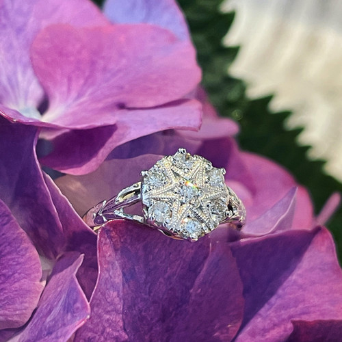 Vintage diamond star cluster ring | Youngs Jewellers