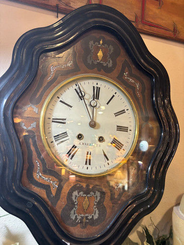 French bakers clock with inlay | Wind Me Up Clockshop