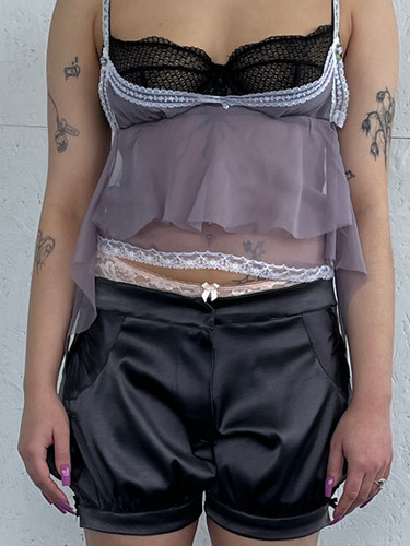 Lilac Silk Sheer Micro Cami Top | Sarah Garfield