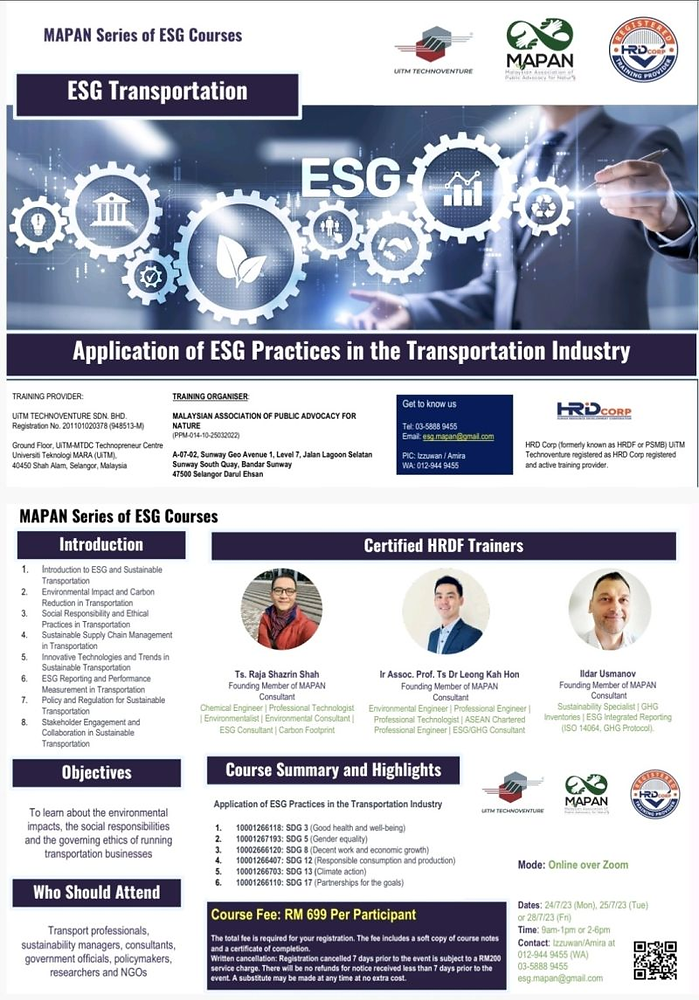 MAPAN Series of ESG Courses: ESG Transportation