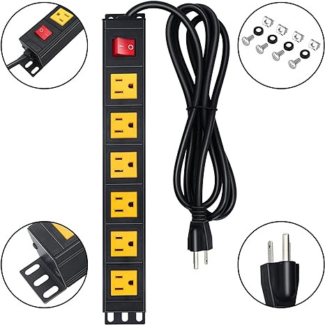 power strip 6 outlet Commercial Rack Mount | garjentech