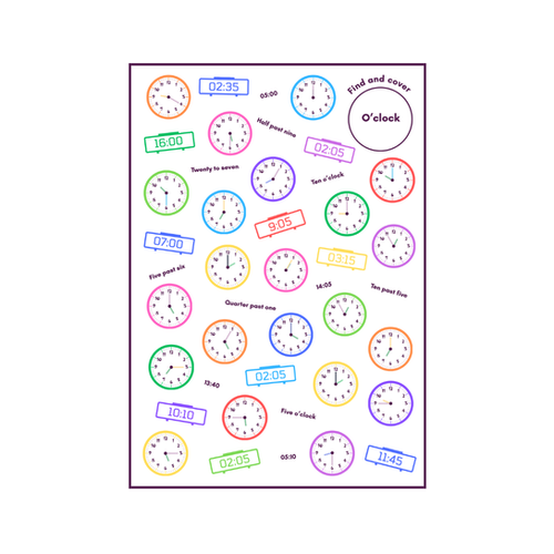 Find and Cover - Telling the time | Maths Corner