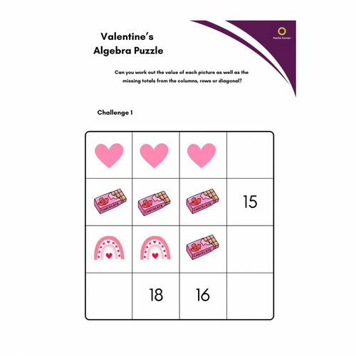 Valentine's Day Algebra Puzzles | Maths Corner