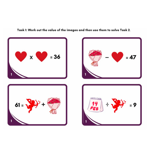 Valentine's Day Algebra Cards | Maths Corner