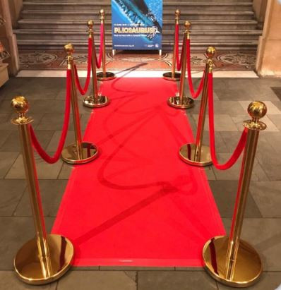 Gold Stanchion Post and Red Velvet Rope | Simply Flower