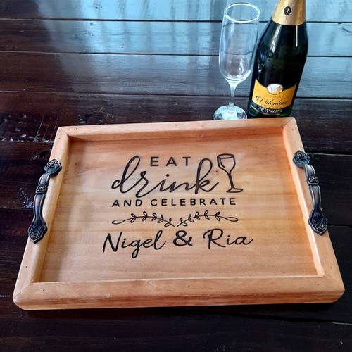 Personalized Wooden Serving Tray (with lip) | Personalize It Gifts