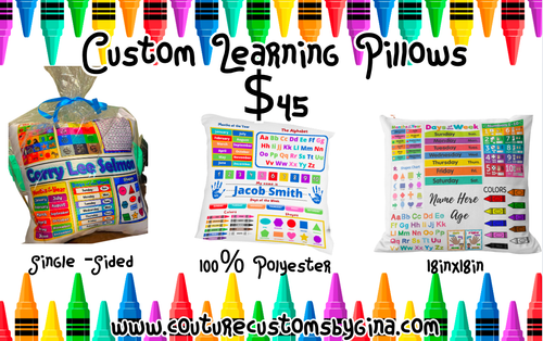 *Pre-Orders* Custom Toddler Learning Pillows | Couture Customs