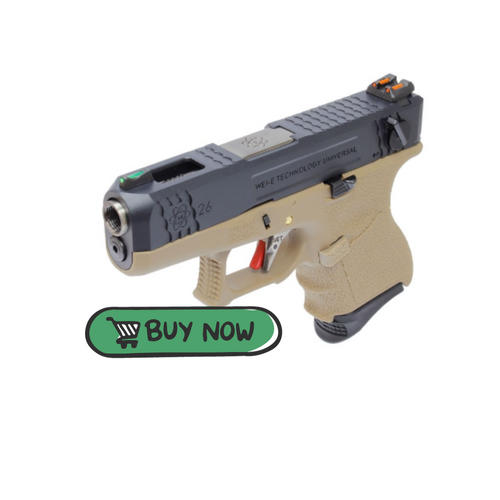 WE Glock 26 F-Series (Black Slide Tan Frame) Gas Blowback Airsoft ...
