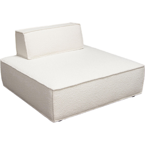 Cara Square Modular Lounger w/ Moveable Backrest in Ivory Boucle Fabric ...