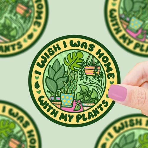 Wish I Was Home With My Plants Waterproof Vinyl Sticker | GH in the Snow