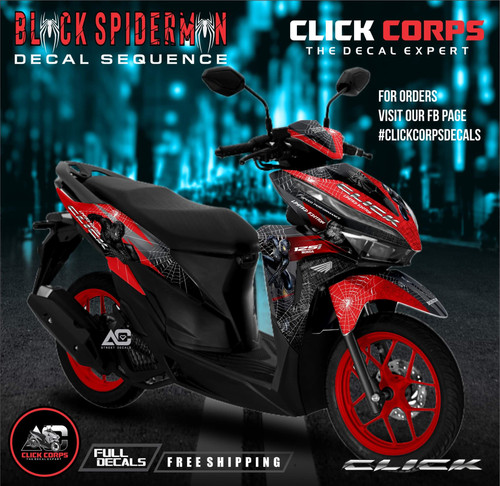 Click V2 Black Spider Decals | ACLove Street Decals