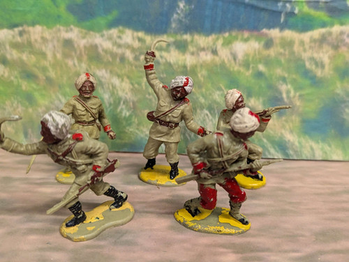 Vintage Crescent 60mm Indian Sikh Infantry Soldier plastic figures x5 ...