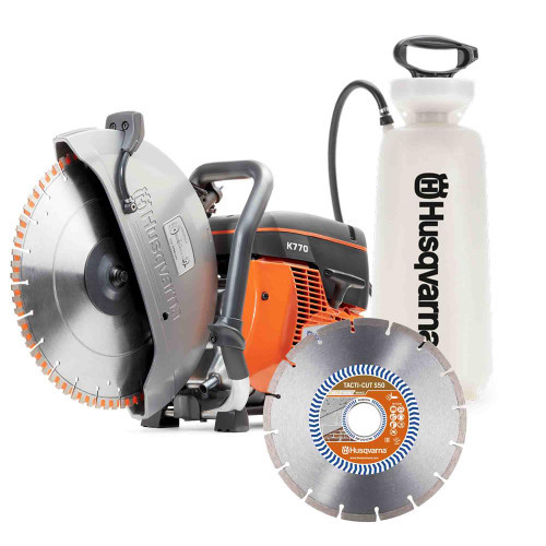 12" Husqvarna Con Saw + Diamond Blade and Bottle K770 | Tri Crown Plant