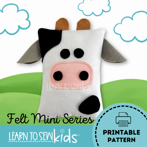 Cow Felt Sewing Pattern Download - Fun & Easy PDF for Kids | LearnToSewKids