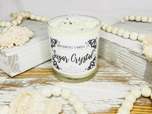 Sugar Crystal Fire Glass Candle 10 oz | Ember Wicks Llc