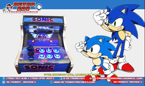 10” SONIC THE HEDGEHOG Mini Arcade Machine with Batocera & 10,000 games ...