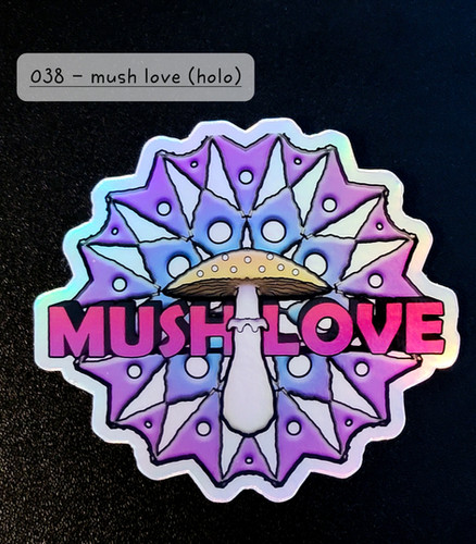 Mush Love 3" holographic vinyl sticker | DINOSPORES