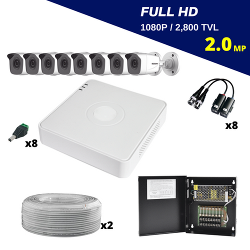 Kit 8 Camaras Bullet 2MP Epcom | ilawin