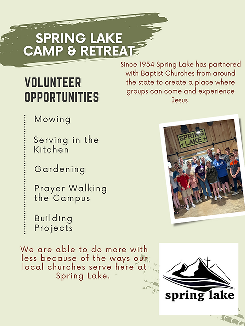 Volunteer Opportunities | Spring Lake Camp & R