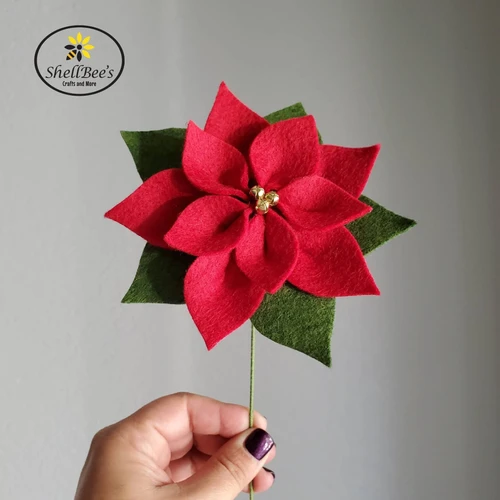 Red Poinsettia Single Stem | ShellBee's Crafts an