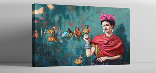 Frida Khalo con mariposas monarca | The Canvas Society