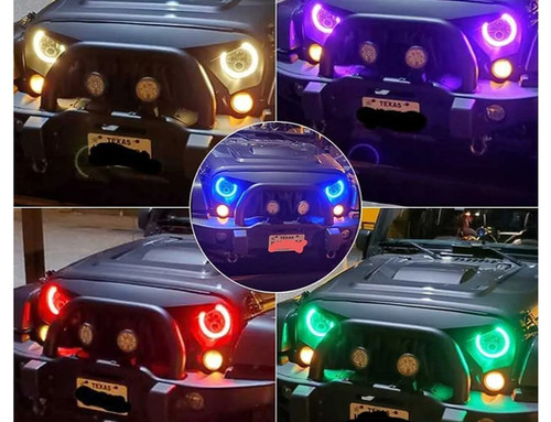 Venom LED color halo LED Headlights - JK & TJ | Venom Jeep