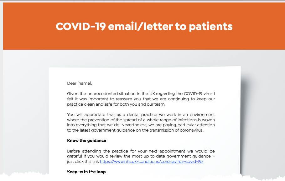 An email/letter that you have to send to your patients TODAY