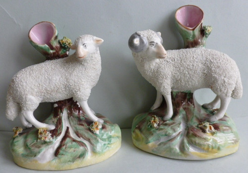 19THC. STAFFORDSHIRE SPILLS OF SHEEP THOMAS PARR | castle-antiques