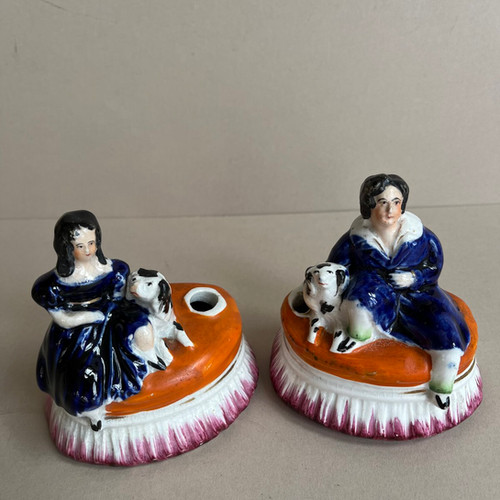 Pair 19thc. Staffordshire Quill Holders Prince & Princess c.1845 ...