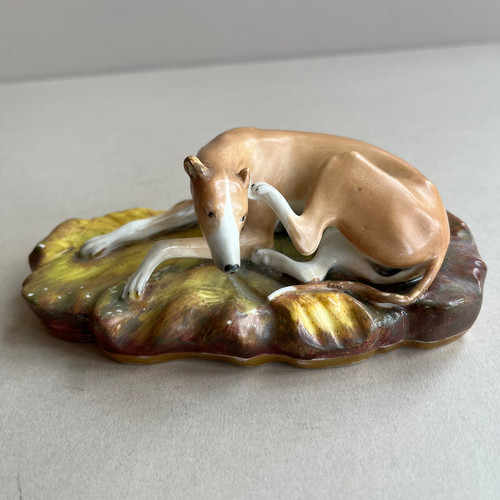 19thc. Staffordshire Porcellanous Greyhound - Ref # 4933 | castle-antiques