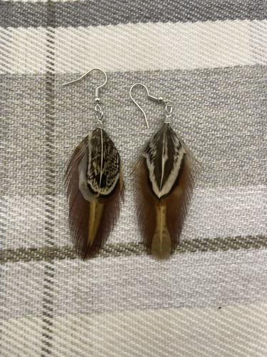 Feather Earrings - Ash | Game Bird Feathers