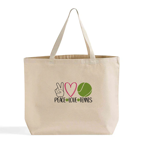 Large Heavy Canvas Tote Bag with Long Web Handle, 20X15 in, Peace Love ...