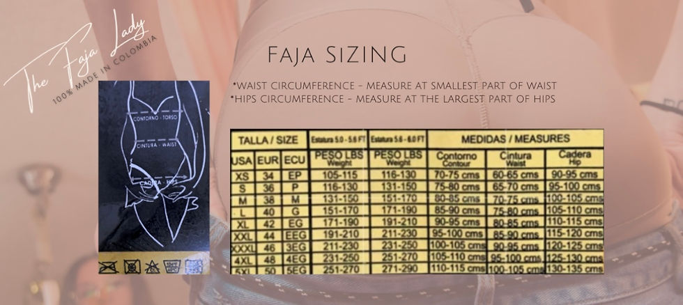Sizing Chart | Dallas Faja Lady, FAJA , DFW FAJA , THE DFW FAJA LADY ...