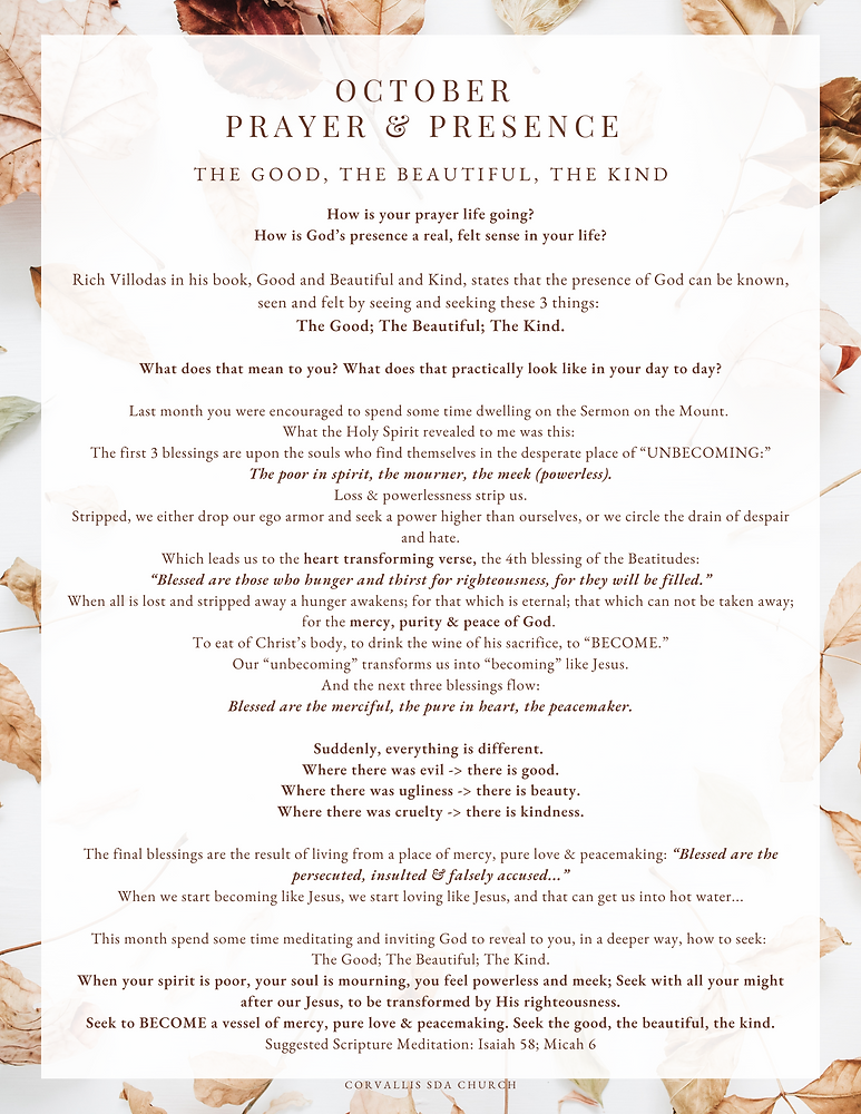 Prayer & Presence in the Autumn...