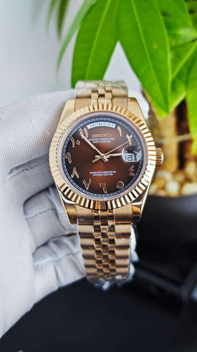 Seiko Rose Gold Caramel DayDate Watch - 36mm / 39mm - Custom Automatic ...