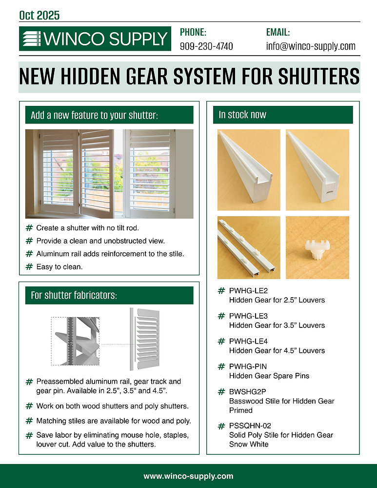 New Hidden Gear System for shutters