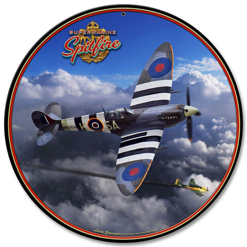 "Supermarine Spitfire Round Metal Sign" | Airplanes and more