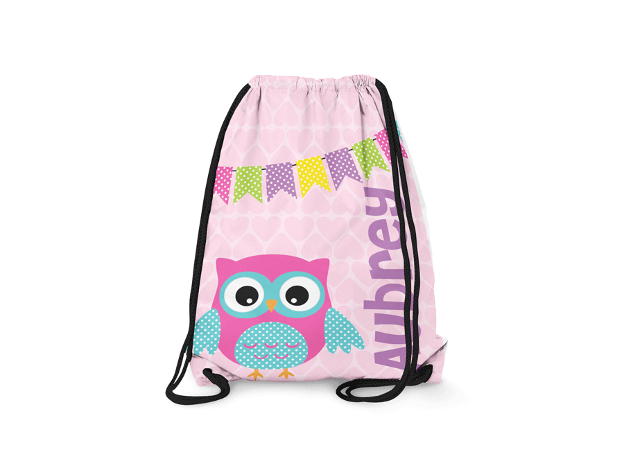 Cute Owl - Personalized Draw String Bag | tin-tree-gifts