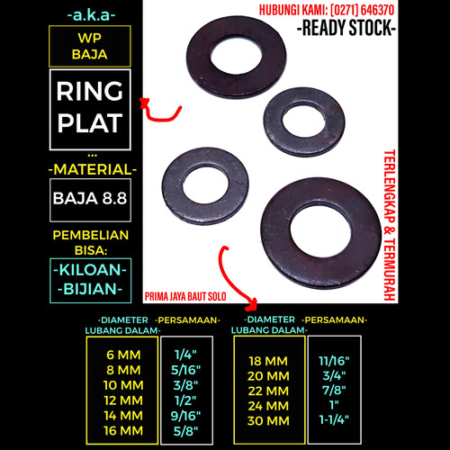 RING PLAT BAJA HITAM [MM] | PRIMA JAYA SOLO