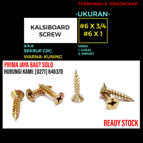 CALCIBOARD SCREW (SEKRUP GRC) [IMPORT] | PRIMA JAYA SOLO