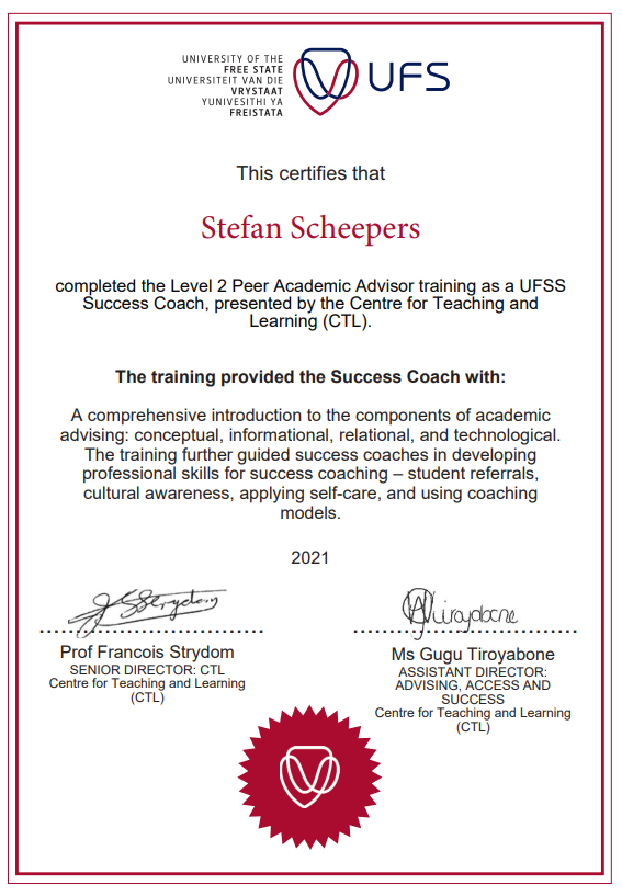 Certificates | Stefan Scheepers