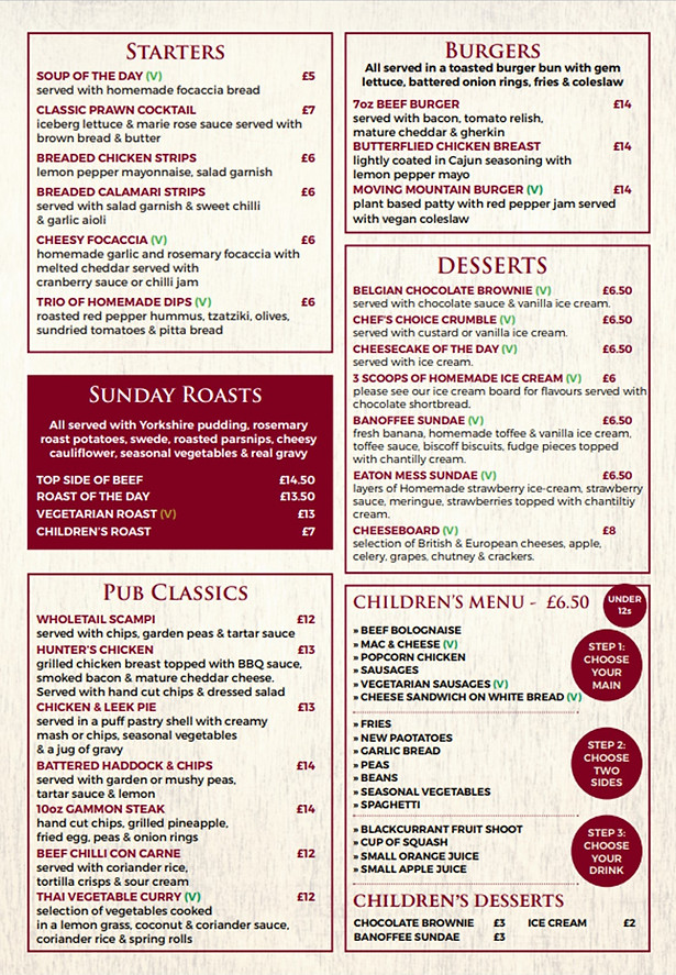 Sunday Menu | kings-head-pebmarsh