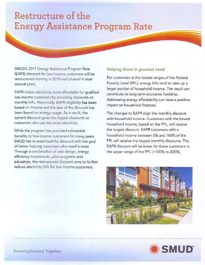 Restructure of SMUD's 2017 Energy Assistance Program Rate (EAPR) for ...